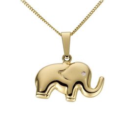 Firetti Kettenanhänger Schmuck Geschenk Gold 333 Halsschmuck Anhänger für Halskette Elefant, Made in Germany, gelb|goldfarben|silberfarben