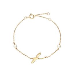 Firetti Goldarmband Schmuck Geschenk Gold 375 Armschmuck Armkette Goldarmband Ankerkette, mit Süßwasserzuchtperle, gelb|goldfarben|weiß