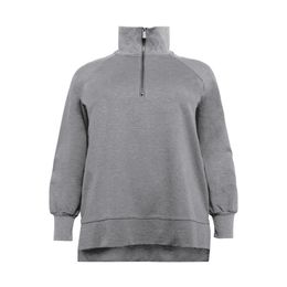 sheego Große Größen: Sweatshirt mit seitlichen Schlitzen, grau meliert, Gr.56/58