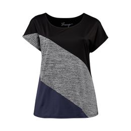 sheego Große Größen: Funktionsshirt in überschnittener Form, schwarz-blau, Gr.44/46