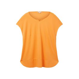 Tom Tailor Große Größen: Shirt mit weitem Ausschnitt, aus Viskose, orange, Gr.46