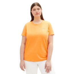 Tom Tailor Große Größen: Shirt mit kleiner Statement-Stickerei auf der Brust, mango, Gr.48