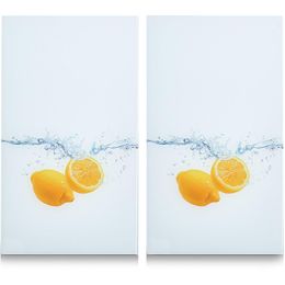 zeller Present Schneide- und Abdeckplatte Lemon Splash, ESG-Sicherheitsglas, (Set, 2 tlg), Elastikfüßen, gelb|weiß