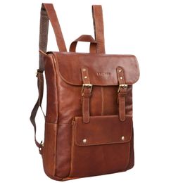 STILORD 'Manila' Vintage Leder Rucksack Damen Herren XL Lederrucksack DIN A4 braune Rucksackhandtasche mit 15,6 Zoll Laptopfach großer Daypack aus echtem Leder, Farbe:Cognac - braun