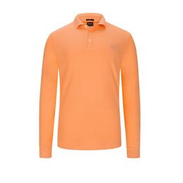 &Uuml;bergr&ouml;&szlig;e : BOSS Orange, Langarm-Poloshirt mit Stretchanteil in Orange
