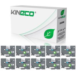 Kineco 10x Schriftband kompatibel zu Brother TZE-231, Schwarz auf Weiss, 12mm x 8m