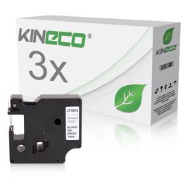 Kineco 3 Schriftbänder für Dymo 45013 12mm bk/weiß