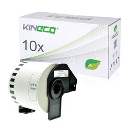 Kineco 10x Etiketten kompatibel zu Brother DK-22205, 62mm x 30.48m