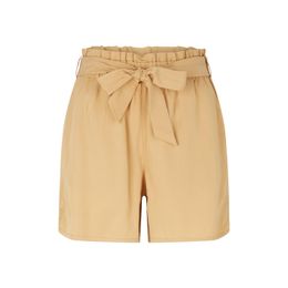 Tom Tailor Denim Damen Shorts mit elastischem Bund, braun, Logo Print, Gr. XS