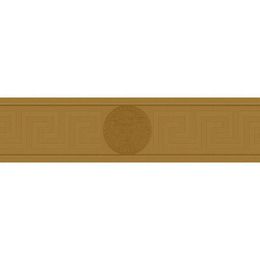 A.S. Création Ausgefallene Tapeten Bordüre in Gold | Mäander Bordüre mit Medusa und griechischem Design | Vlies Tapetenborte für Wohnzimmer - Gold