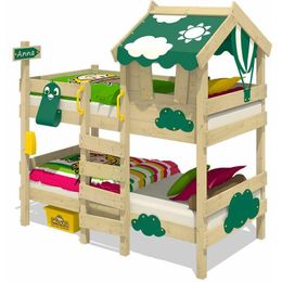 Kinderbett Etagenbett CrAzY Daisy mit Rutsche Hochbett, 90 x 200 cm Hausbett - grün - Wickey