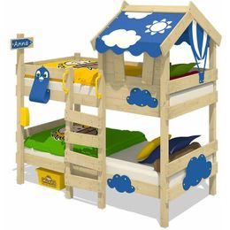 Kinderbett Etagenbett CrAzY Daisy mit Rutsche Hochbett, 90 x 200 cm Hausbett - blau - Wickey