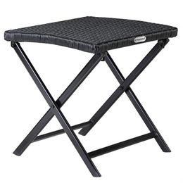 Casaria Polyrattan Klapphocker 110kg Belastbarkeit 44x40x44cm Klappbar Leicht Tragbar Außen Wetterfest Garten Terrasse Balkon Camping Hocker Stuhl Tisch 1x