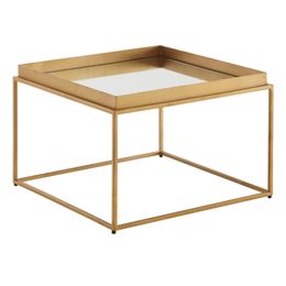 Couchtisch FineBuy Sofatisch Glas Spiegel 60x60x41cm Wohnzimmertisch Gold Tisch