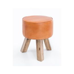 FineBuy Sitzhocker FB45553 Holz 37x45x37 cm Modern Design Hocker mit Leder