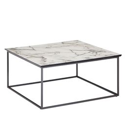 FineBuy Couchtisch Eckig 80x80 cm Wohnzimmertisch Weiß Marmor Optik Sofatisch