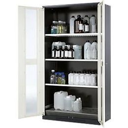 Chemikalienschrank ASECOS CS-CLASSIC-G, Flügeltür m. Glasauschnitt, 3 Böden, 1055x520x1950 mm, reinweiß