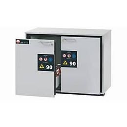 Sicherheitsunterbauschrank Typ 90 ASECOS UB-S-90, 2 Schubladen, Front Lichtgrau, B 1102 x T 600 x H 800 mm