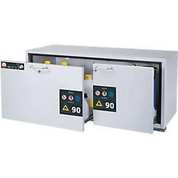 Sicherheitsunterbauschrank Typ 90 ASECOS UB-S-90, 2 Schubladen, Front Lichtgrau, B 1402 x T 574 x H 600 mm