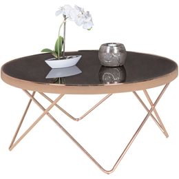 FineBuy Couchtisch Glas ø 82 cm Kupfer Wohnzimmertisch Modern