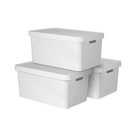 curver 3-er Set INFINITY Box mit Deckel 45L weiß