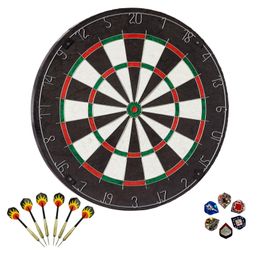 BEST Sporting Dartscheibe Sisal Set, mit 6 Steel-Dart-Pfeilen und 18 Flights