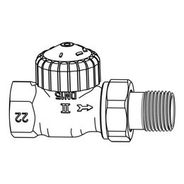 IMI Heimeier Thermostat-Ventilunterteil V-exact II "kurz", Durchgang, DN15, vernickelt 3452-02.000