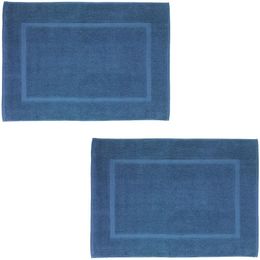 Frottier Duschvorleger Paradise Slate Blue, 2er Set, Badematte, 50 x 70 cm, Schiefer-Blau, Blau, Baumwolle blau - blau - Wenko