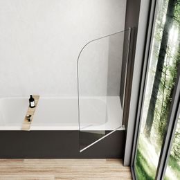 Duschabtrennung 90x140cm Duschwand für Badewanne, Duschwand Badewannenaufsatz mit 5mm Nano Easy Clean Glas (90°Single Faltbar) - Meykoers