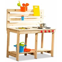 Matschküche Outdoor-Küche Garten-Spieltisch für Kinder - natur - Coemo