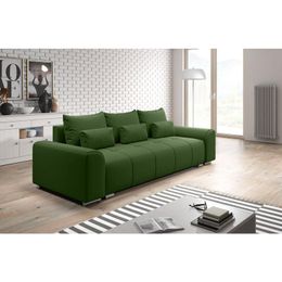 FURNIX Sofa LORETA Couch 3-Sitzer mit Schlaffunktion Bettkasten AI20 Dunkelgrün - Moos Grün