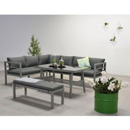 Dining-Ecklounge Lakes, inkl. Sitzbank, Tisch und Kissen arctic grey / reflex black ohne Sessel links - Garden Impressions