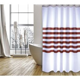 MSV - Badezimmer Vorhang Polyester 180x200 Prem. Ligne Choco