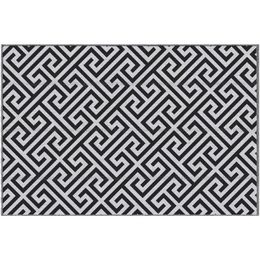 Outsunny Outdoor-Teppich, beidseitig nutzbar, strapazierfähig, Rand gegen Ausfransen, schwarz+weiß, 152 x 243 cm - Schwarz+Weiß