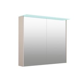 Welltime Spiegelschrank D-Line Badmöbel, 81,4 cm breit, doppelseitig verspiegelt, LED-Beleuchtung, beige|grau