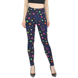 dy_mode Leggings Damen Leggings Sternen Muster Stars Print Fitnesshose Yoga Leggins mit elastischem Bund