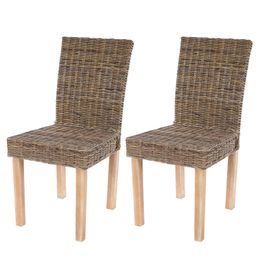 MCW 2er-Set Esszimmerstuhl Korbstuhl Stuhl Küchenstuhl Littau, Kubu-Rattan