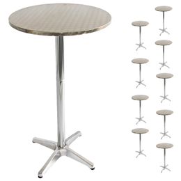 MCW 10er-Set Alu-Stehtisch, Bistrotisch, höhenverstellbar 70/110cm Ø=60cm ~ klappbar, Fuß mit Betoneinguss