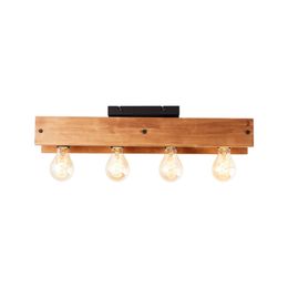 Brilliant Lampe, Calandra Deckenleuchte 4flg schwarz/holzfarbend, 4x A60, E27, 42W, Holz aus nachhaltiger Waldwirtschaft (FSC)