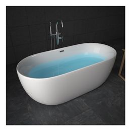 TroniTechnik® Freistehende Badewanne SIFNOS Maße ca. 170 x 80 x 58cm Wanne - Füllmenge 195 Liter, aus Acryl mit Siphon