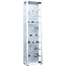 PKline Vitrinenschrank Glas Sammler Vitrine LED Standvitrine Wohnzimmer Schrank weiß