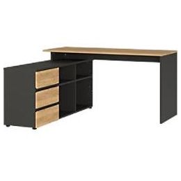 Germania Eckschreibtisch mit integriertem Sideboard GW-Lissabon 4187-549 Dunkelgrau, Eiche 146 x 145 x 77 cm