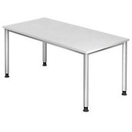 Hammerbacher Höhenverstellbar Tisch Rechteckig ABS (Acrylnitril-Butadien-Styrol), Kunststoff, Spanplatte Weiß 1.600 x 800 mm