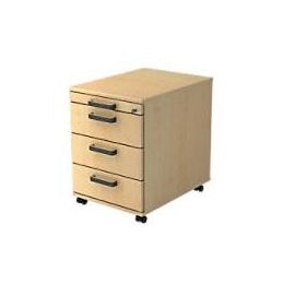 Hammerbacher Rollcontainer 4 Schübe abschließbar 428 x 580 x 590 mm Ahorn