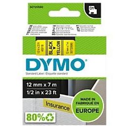 Dymo D1 S0720580 / 45018 Authentic Schriftband Selbstklebend Schwarzer Druck auf Gelb 12 mm x 7m