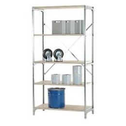Manuflex Regalsystem 5 Fachböden Holz, Stahl 1.030 x 300 x 2.000 mm Braun, Silber