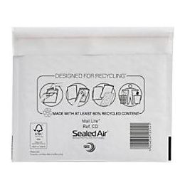 Mail Lite Luftpolster-Luftpolster-Versandtaschen CD Weiß Ohne Fenster 180 (B) x 160 (H) mm Abziehstreifen 79 g/m2 10 Stück