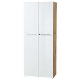 Germania Aktenschrank Monteria mit Aufbau Eiche Navarra, Weiß 800 x 370 x 1.960 mm