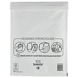 Mail Lite Luftpolster-Versandtaschen G/4 Weiß Ohne Fenster 230 (B) x 330 (H) mm Abziehstreifen 79 g/m2 50 Stück