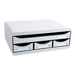 Exacompta Schubladenbox mit 4 Schubladen Toolbox Mini Kunststoff Hellgrau 35,5 x 27 x 13,5 cm